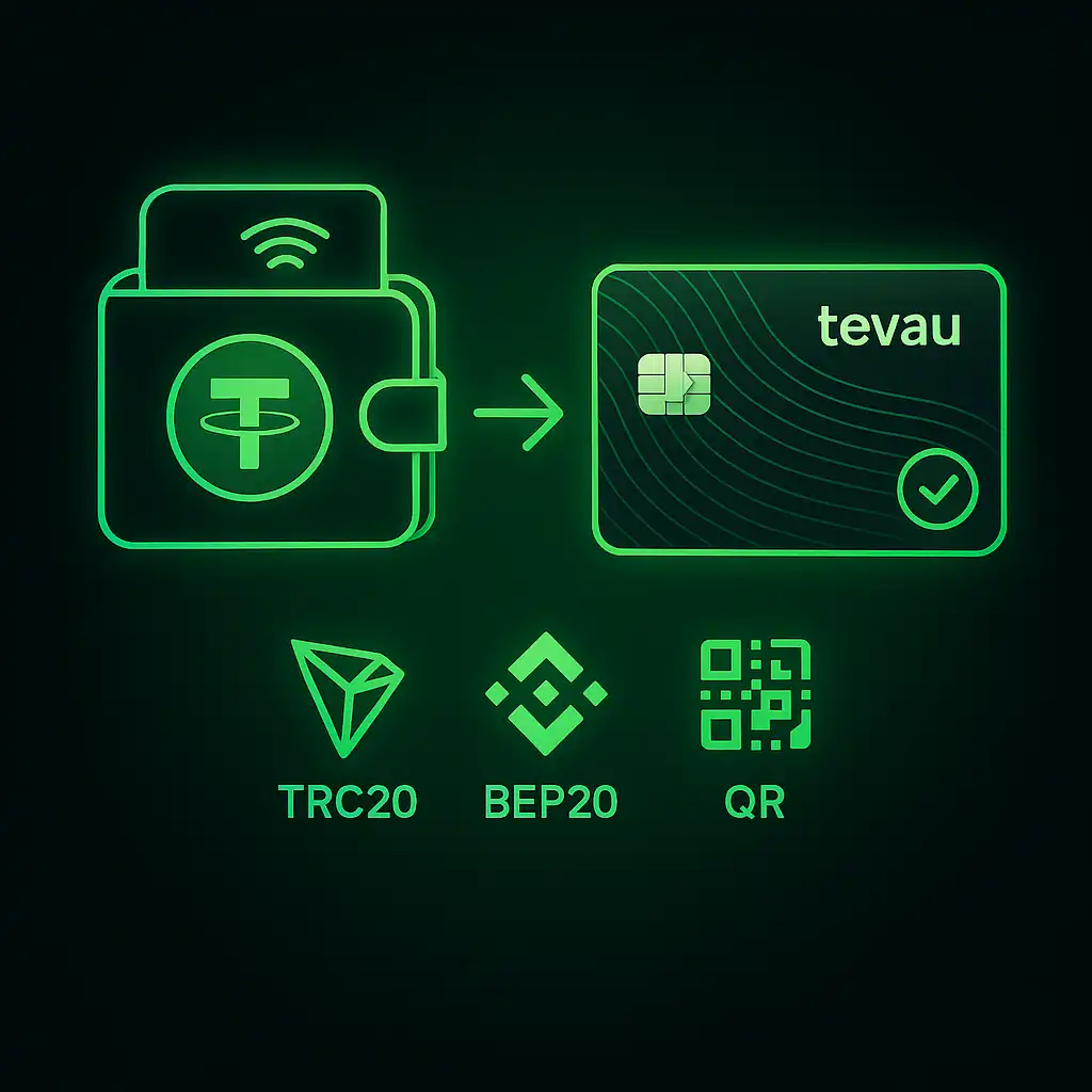 Cómo recargar la tarjeta Tevau con USDT: paso a paso